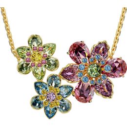 Kette mit Anhänger Swarovski "Schmuck Geschenk Idyllia Anhänger Blume", gold (gelbgoldfarben, rosa, lila, gelb, grün, blau), Halsketten, Damen, Metall, L: 49, mit Swarovski Kristall