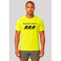 T-Shirt F4NT4STIC "Sports Runners United T-Shirt", Damen, Gr. L, gelb (fluorescent gelb), Obermaterial: 100% Polyester, regular fit, Rundhals, ohne B&uuml;ndchen, Shirts T-Shirt, Sport Shirt