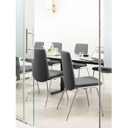 Polsterstuhl stressless "Laurel", grau (dunkelgrau dinamica, chrom gl&auml;nzend), B:57cm H:92cm T:59cm, Microfaser DINAMICA (88% Polyester, 12% Polyurethan), St&uuml;hle, Polsterstuhl Esszimmerstuhl 4-Fu&szlig;-Stuhl, Low Back, Gr&ouml;&szlig;e M, mit Beinen aus Stahl in Chrom gl&auml;nzend