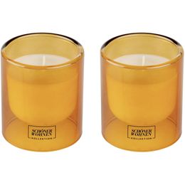 Sch&ouml;ner Wohnen Kollektion Duftkerze "&raquo;Vanilla S&laquo;", orange, B:7,5cm H:8,5cm T:7,5cm, Glas, Wachs, SCH&Ouml;NER WOHNEN-KOLLEKTION, Kerzen, im Glas, lieblicher & verw&ouml;hnender Duft, Brenndauer 20 - 25 Stunden