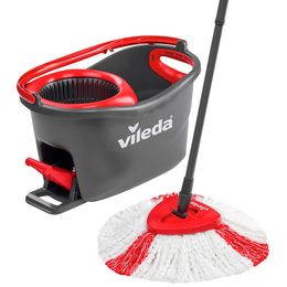 Bodenwischer-Set Vileda "Turbo Easy Wring & Clean", bunt (schwarz, rot, wei&szlig;), L:130cm, Kunstfaser, Kunststoff, Reinigungs-Sets, ideal f&uuml;r Laminat, Parkett, Fliesen