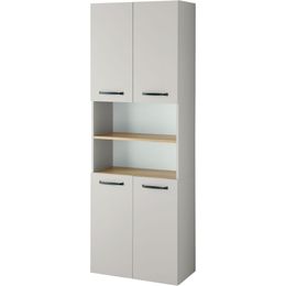 Hochschrank SAPHIR "Quickset 500, Badschrank 61,6 cm breit, 4 Türen", kaschmir, B:61,6cm H:176cm T:32,2cm, Holzwerkstoff, Schränke, Hochschrank