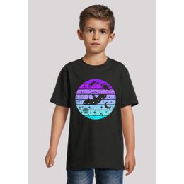 T-Shirt F4NT4STIC "Retro Alien Weltraum Sonnenuntergang", M&auml;dchen, Gr. 110/116, schwarz, Obermaterial: 100% Baumwolle, regular fit, Rundhals, ohne B&uuml;ndchen, Shirts T-Shirt, Premium Qualit&auml;t