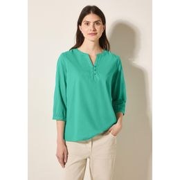 Shirtbluse Cecil, Damen, Gr. XL (44), grün (agave grün), Web, 100% Baumwolle, unifarben, gerade normal, Rundhals, Bündchen, Blusen, mit 3/4 Ärmeln