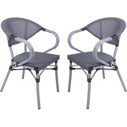 Stapelstuhl Garden Pleasure "TOSKANA", schwarz (schwarz, grau, hellgrau, hellgrau), B:58cm H:82cm T:55cm, Aluminium, Kunststoff, St&uuml;hle, Stapelstuhl, 2er Set