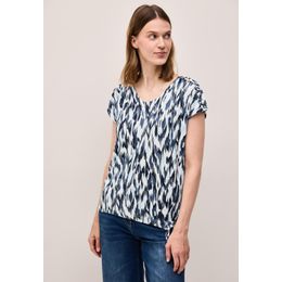 Print-Shirt Cecil, Damen, Gr. XL (44), wei&szlig; (vanillewei&szlig;), Stoff, 97% Viskose, 3% Elasthan, bedruckt, normal normal, V-Ausschnitt, abgesteppt, Shirts, aus strecthigem Viskosematerial