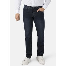5-Pocket-Hose Stooker Men "Frisco Denim Straight Fit Men", Herren, Gr. 33, L&auml;nge 34, blau (tiefblau schwarz), Twill, 98% Baumwolle, 2% Elasthan, gerade lang, Hosen 5-Pocket-Hose, Straight Fit Casual Clean Wash Twill Coloured Comfort Flex f&uuml;r Herren
