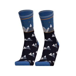 Socken UphillSport "MOUNTAINS 2er Pack", Damen, Gr. 39-42, blau, 58% Wolle, 40% Polyamid, 2% Elasthan, mehrfarbig, Socken Socken, in atmungsaktiver Qualit&auml;t