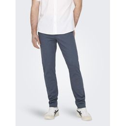 Only & Sons Anzughose ONLY & SONS "ONSMARK PETE SLIM DOBBY 0058 PANT NOOS", Herren, Gr. 28, Länge 30, blau (bering sea), Web, Obermaterial: 88% Baumwolle, 9% Polyester, 3% Elasthan, unifarben, slim fit normal, Hosen