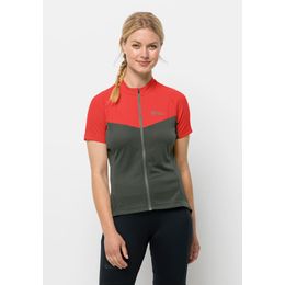 Funktionsshirt Jack Wolfskin "MOROBBIA FZ T W", Damen, Gr. L (42/44), orange (grau, orange), 1. OBERSTOFF 100% POLYESTER 2. OBERSTOFF 100% POLYESTER, Shirts Funktionsshirt