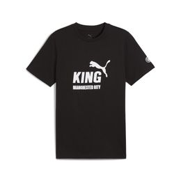 T-Shirt Puma "Manchester City KING Logo T-Shirt Herren", Herren, Gr. M, schwarz, Obermaterial: 100% Baumwolle; Rippe: 29% Polyester, 71% Baumwolle, clean, regular fit, Rundhals, Shirts T-Shirt