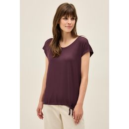 T-Shirt Cecil, Damen, Gr. L (42), rot (mulberry rot), Stoff, 97% Viskose, 3% Elasthan, unifarben, normal normal, Rundhals, abgesteppt, Shirts T-Shirt, aus softer Viskose