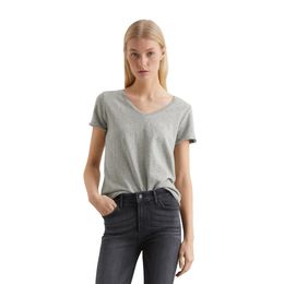 Marc O'Polo T-Shirt MARC O'POLO DENIM "aus Organic Cotton Slub Jersey", Damen, Gr. XL, grau (stone melange), Obermaterial: 100% Baumwolle, unifarben, Basic, regular fit, V-Ausschnitt, Shirts T-Shirt