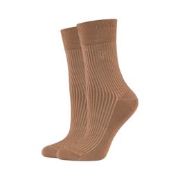 JOOP! Socken JOOP "Socken 2er Pack", Damen, Gr. 35/38, braun (tiger's eye), 70% Baumwolle, 28% Polyester, 2% Elasthan, bestickt, Socken Socken