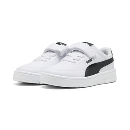 Sneaker Puma "Court Classic Clean Sneakers Kinder", Kinder, Gr. 30, schwarz-wei&szlig; (wei&szlig; schwarz), Obermaterial: Textil, Synthetik; Futter: Textil; Innensohle: Textil; Laufsohle: Gummi, Schuhe Sneaker