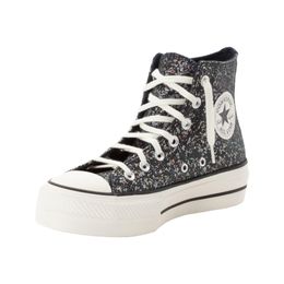 Sneaker Converse "CHUCK TAYLOR ALL STAR LIFT PLATFORM GLITTER", Damen, Gr. 36, schwarz (into the void, egret, schwarz), Textil, Schuhe