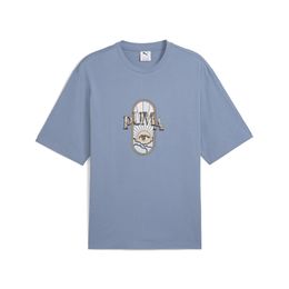 T-Shirt Puma "Graphic Puma Fest Boxy T-Shirt Herren", Damen, Gr. XL, blau (cool blau), Obermaterial: 100% Baumwolle; Rippe: 20% Polyester, 80% Baumwolle, bedruckt, Rundhals, Shirts T-Shirt