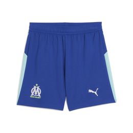 Sporthose Puma "Olympique de Marseille 25/26 Shorts Jugendliche", Kinder, Gr. 140, Normalgrößen, blau (vivid blau bleu azur), Obermaterial: 100% Polyester, colorblocking, regular fit, Hosen Sporthose