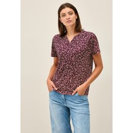 Print-Shirt Cecil, Damen, Gr. L (42), rot (mulberry rot), Web, 50% Baumwolle, 50% Modal, bedruckt, normal normal, V-Ausschnitt, abgesteppt, Shirts, aus Baumwolle mit Stretchante