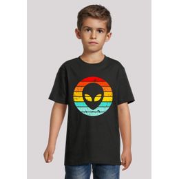 T-Shirt F4NT4STIC "Alien Retro Sonnenuntergang", Mädchen, Gr. 110/116, schwarz, Obermaterial: 100% Baumwolle, regular fit, Rundhals, ohne Bündchen, Shirts T-Shirt, Premium Qualität