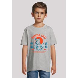 T-Shirt F4NT4STIC "Japanischer Shiba Inu Hund", M&auml;dchen, Gr. 122/128, grau (erdgrau), Obermaterial: 100% Baumwolle, regular fit, Rundhals, ohne B&uuml;ndchen, Shirts T-Shirt, Premium Qualit&auml;t