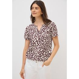 Blusenshirt Cecil, Damen, Gr. XS (36), rot (mulberry rot), Web, 100% Baumwolle, bedruckt, normal normal, Rundhals, abgesteppt, Shirts Blusenshirt, mit allover Print