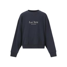 Sweatshirt LES'ARCS "Shreya", Jungen, Gr. 140, blau (dunkelblau), 65% Polyester, 35% Baumwolle, unifarben, normal, Rundhals, Sweatshirts Sweatshirt, im Crewneck-Look mit modernem Drop-Shoulder Design