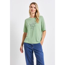 Rundhalsshirt Street One, Damen, Gr. 34, gr&uuml;n (soft jade gr&uuml;n), Stoff, 80% Polyester, 20% Viskose, unifarben, comfort fit normal, Rundhals, B&uuml;ndchen, Shirts Rundhalsshirt, mit Rundhalsausschnitt