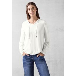 Langarmbluse Cecil, Damen, Gr. XL (44), wei&szlig; (vanillewei&szlig;), Stoff, 100% Viskose, unifarben, normal normal, V-Ausschnitt, B&uuml;ndchen, Blusen, aus softer Viskose