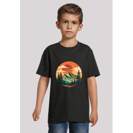 T-Shirt F4NT4STIC "Sonnenuntergang Berglandschaft", M&auml;dchen, Gr. 110/116, schwarz, Obermaterial: 100% Baumwolle, Rundhals, ohne B&uuml;ndchen, Shirts T-Shirt, Premium Qualit&auml;t