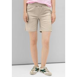 Shorts Cecil, Damen, Gr. L (42), beige (boulder beige), Web, 66% Baumwolle, 30% Polyester, 4% Elasthan, unifarben, loose fit kurz, Hosen, Middle Waist