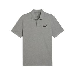 Poloshirt Puma "Essentials No. 1 Logo Pique-Poloshirt Herren", Herren, Gr. M, grau (medium gray heather), Obermaterial: 96% Baumwolle, 4% Elasthan; &Auml;rmelbund: 4% Elasthan, 96% Baumwolle; Kragen: 96% Baumwolle, 4% Elasthan, clean, regular fit, Shirts