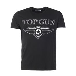 T-Shirt Top Gun "Bling4U TG20193017", Herren, Gr. 48S, schwarz, Obermaterial: 93% Baumwolle, 7% Elastan, Shirts T-Shirt
