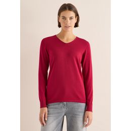 Strickpullover Cecil, Damen, Gr. XL (44), rot (beaujolais rot), Web, 60% Baumwolle, 40% Viskose, unifarben, normal normal, V-Ausschnitt, Rippb&uuml;ndchen, Pullover Strickpullover, im soften Baumwoll-Mix