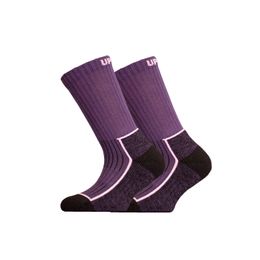 Socken UphillSport "SAANA JR 2er Pack", Damen, Gr. 28-30, lila, 45% Baumwolle, 27% Polyamid, 26% Wolle, 2% Elasthan, mehrfarbig, Socken, mit Flextech-Struktur