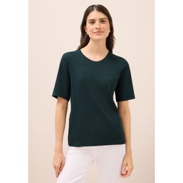 T-Shirt Cecil, Damen, Gr. L (42), grün (ink grün), Web, 95% Baumwolle, 5% Elasthan, unifarben, Basic, normal normal, Rundhals, abgesteppt, Shirts, aus Baumwolle mit Stretchante