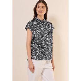 Kurzarmbluse Cecil, Damen, Gr. XL (44), wei&szlig; (vanillewei&szlig;), Web, 100% Baumwolle, bedruckt, klassisch normal, V-Ausschnitt, B&uuml;ndchen, Blusen, aus reiner Baumwolle