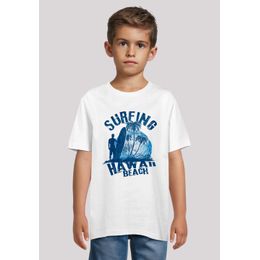 T-Shirt F4NT4STIC "Hawaii Surf Beach Summer", M&auml;dchen, Gr. 110/116, wei&szlig;, Obermaterial: 100% Baumwolle, Rundhals, ohne B&uuml;ndchen, Shirts T-Shirt, Premium Qualit&auml;t