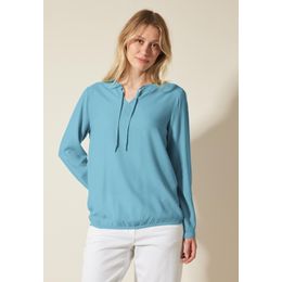 Langarmbluse Cecil, Damen, Gr. XL (44), blau (turquoise), Stoff, 100% Viskose, unifarben, normal normal, V-Ausschnitt, B&uuml;ndchen, Blusen, aus softer Viskose