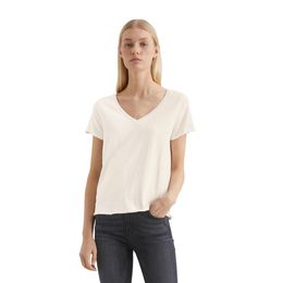 Marc O'Polo T-Shirt MARC O'POLO DENIM "aus Organic Cotton Slub Jersey", Damen, Gr. XXL, wei&szlig; (silky wei&szlig;), Obermaterial: 100% Baumwolle, unifarben, Basic, regular fit, V-Ausschnitt, Shirts T-Shirt