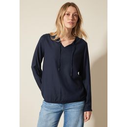Langarmbluse Cecil, Damen, Gr. XXL (46), blau (universal blau), Stoff, 100% Viskose, unifarben, normal normal, V-Ausschnitt, Bündchen, Blusen, aus softer Viskose