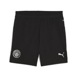 Sporthose Puma "Manchester City Trainingsshorts Jugendliche", M&auml;dchen, Gr. 152, Normalgr&ouml;&szlig;en, schwarz (schwarz silber metallic), Obermaterial: 100% Polyester; Besatz: 89% Polyester, 11% Elasthan, regular fit, Hosen Sporthose