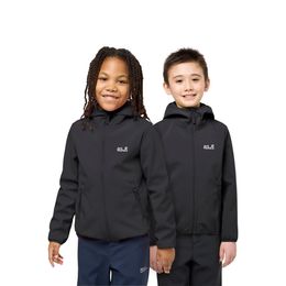 Softshelljacke Jack Wolfskin "FOURWINDS JACKET KIDS", Jungen, Gr. 140, schwarz, Oberstoff: 100% POLYESTER ; Futter:100% POLYESTER, Jacken Softshelljacke