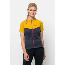 Funktionsshirt Jack Wolfskin "MOROBBIA FZ T W", Damen, Gr. L (42/44), gold (golden, spice), 1. OBERSTOFF 100% POLYESTER 2. OBERSTOFF 100% POLYESTER, Shirts Funktionsshirt