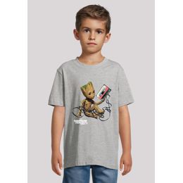 T-Shirt F4NT4STIC "Marvel Guardians Of The Galaxy Vol2 Groot Tape", M&auml;dchen, Gr. 122/128, grau (erdgrau), Obermaterial: 100% Baumwolle, regular fit, Rundhals, ohne B&uuml;ndchen, Shirts T-Shirt, Premium Qualit&auml;t