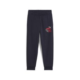 Sporthose Puma "Little Runners Jogginghose Kinder", M&auml;dchen, Gr. 104, Normalgr&ouml;&szlig;en, blau (new navy blau), Obermaterial: 68% Baumwolle, 32% Polyester; Rippe: 97% Baumwolle, 3% Elasthan; Tasche &ndash; Oben: 100% Baumwolle, bedruckt, regular fit, Hosen Sporthose