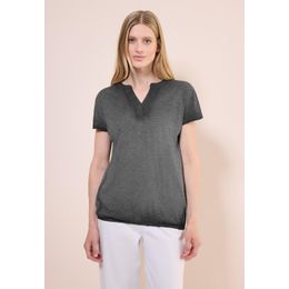 V-Shirt Cecil, Damen, Gr. M (40), schwarz, Web, 100% Baumwolle, unifarben, normal normal, V-Ausschnitt, B&uuml;ndchen, Shirts, aus reiner Baumwolle