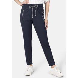 Schlupfhose STOOKER WOMEN "Berlin Easy Fit", Damen, Gr. 46, Länge 29, blau (blauberry), Stoff, 92% Polyester, 8% Elasthan, gerade, unten schmal lang, Hosen Schlupfhose, Tapered Fit Casual Technostretch Mit Gummibund für Damen