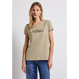 T-Shirt Street One, Damen, Gr. 34, beige (coastal beige), Web, 50% Baumwolle, 50% Modal, unifarben, normal normal, Rundhals, B&uuml;ndchen, Shirts T-Shirt, im soften Baumwoll-Mix