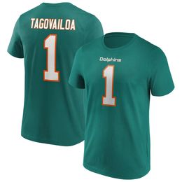 T-Shirt Fanatics "Fanatics T-Shirt Miami Dolphins Graphic Tagovailoa 1", Damen, Gr. L, grün, 100% Baumwolle, Shirts T-Shirt